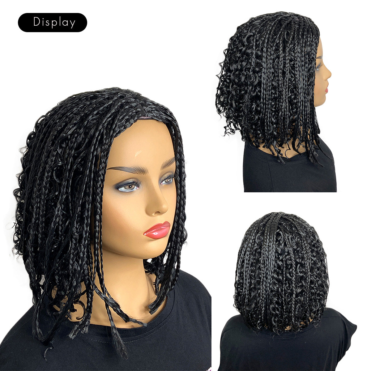 Short Box Braided Bob Wig for Women 14 Inch Curly Goddess Box Braids W ...