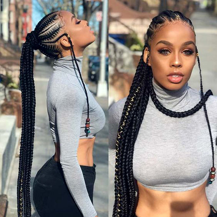 Box Braided Ponytail Hair Extension Long drawstring ponytail Vavanga ...