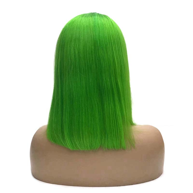 Middle Part Short Green Bob Human Hair Wig Lace Front Surprisehair ...